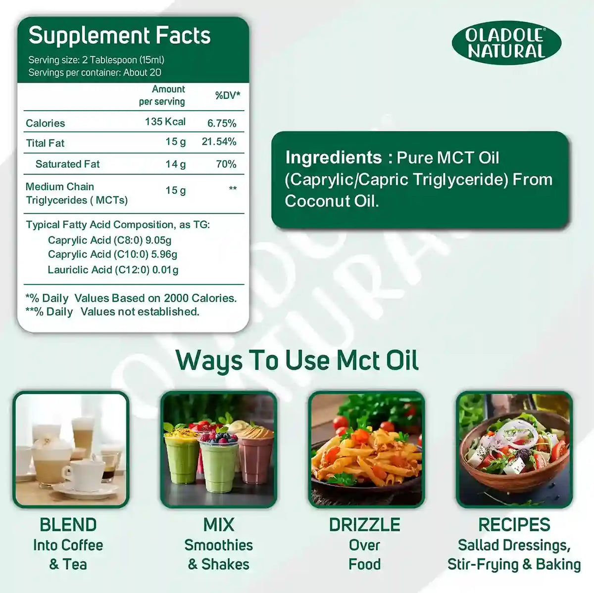Organic MCT Oil 300ml - C8 – Oladole Store