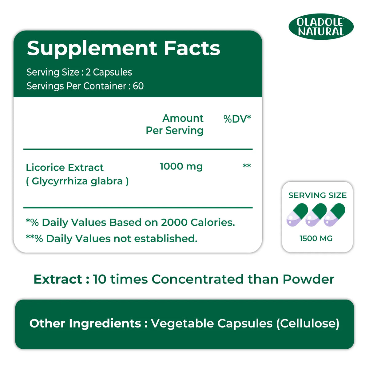 Licorice Root - 1000mg (120 Capsules) – Oladole Store