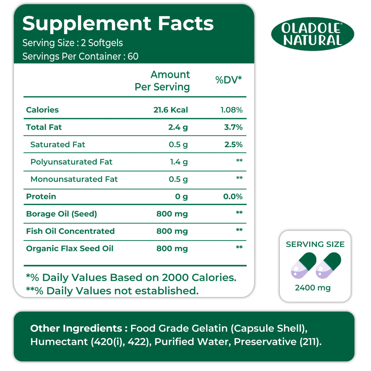 Omega 3-6-9 Triple Source 2400 mg - 120 Softgels – Oladole Store