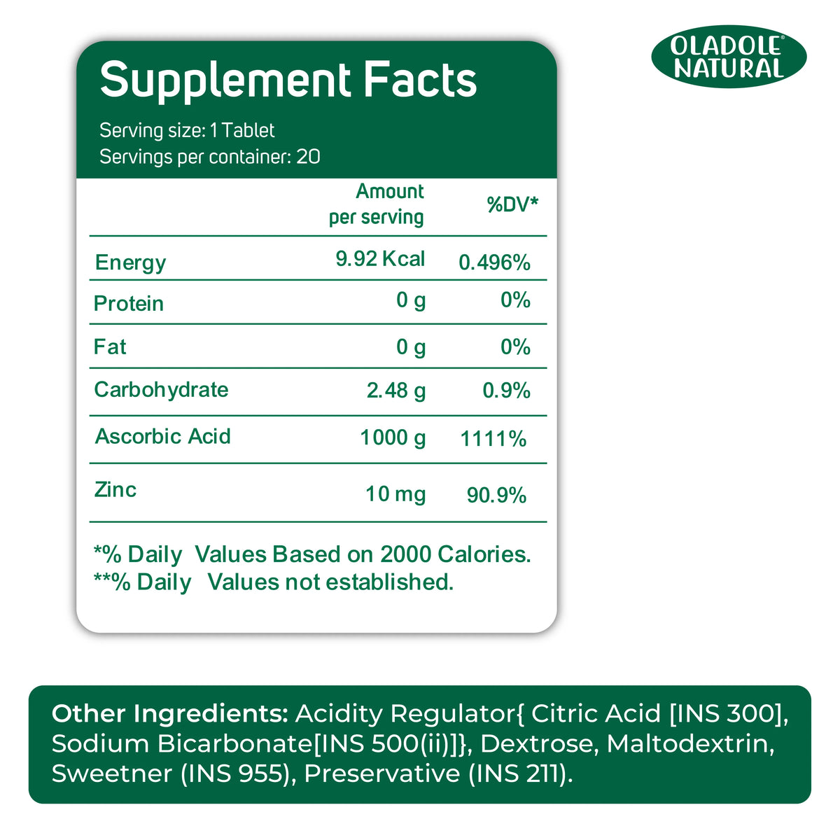 Vitamin C Effervescent + Zinc Orange Flavor 1000 mg – Oladole Store